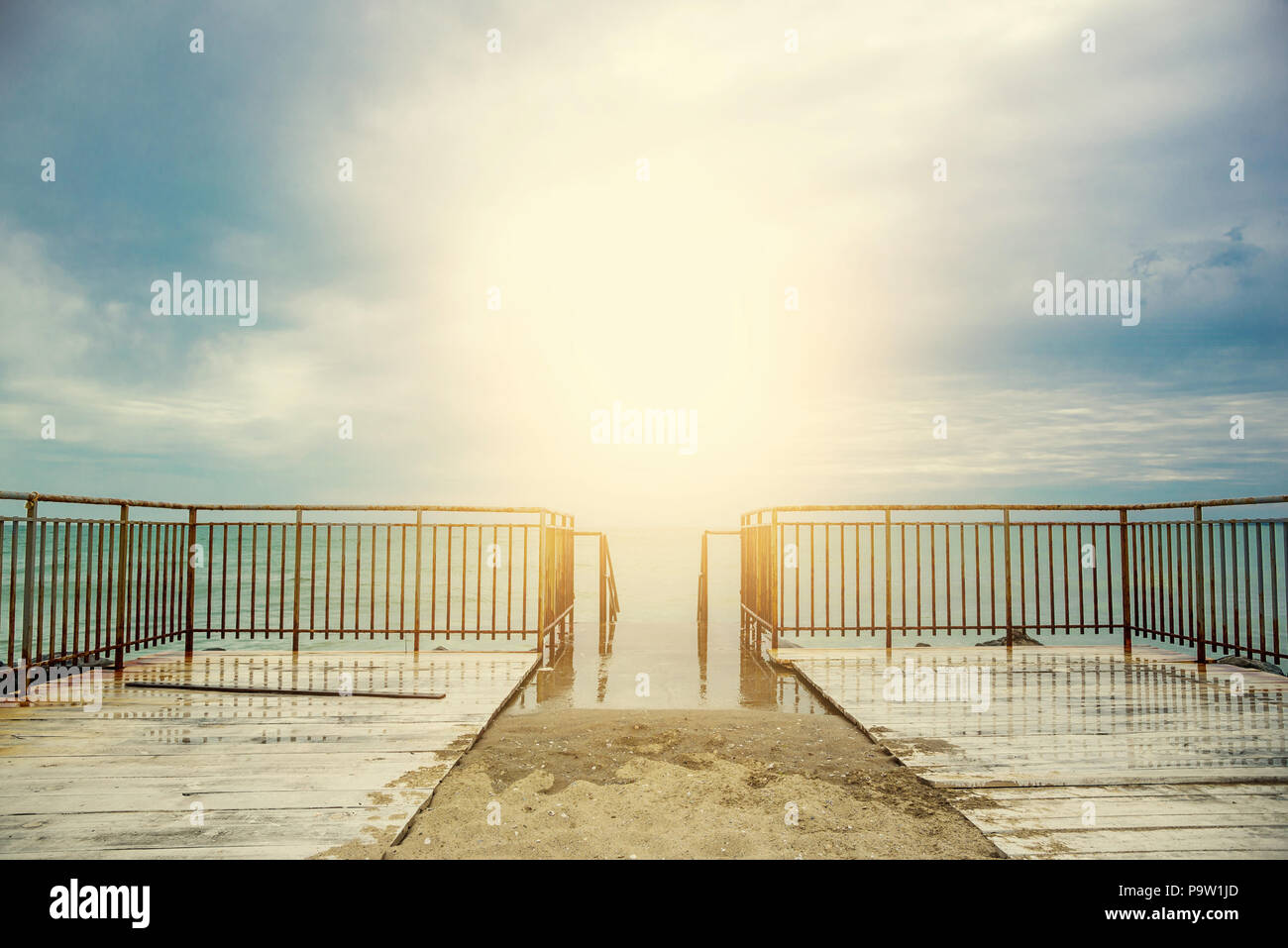 Sea pier after the storm Stock Photo - Alamy