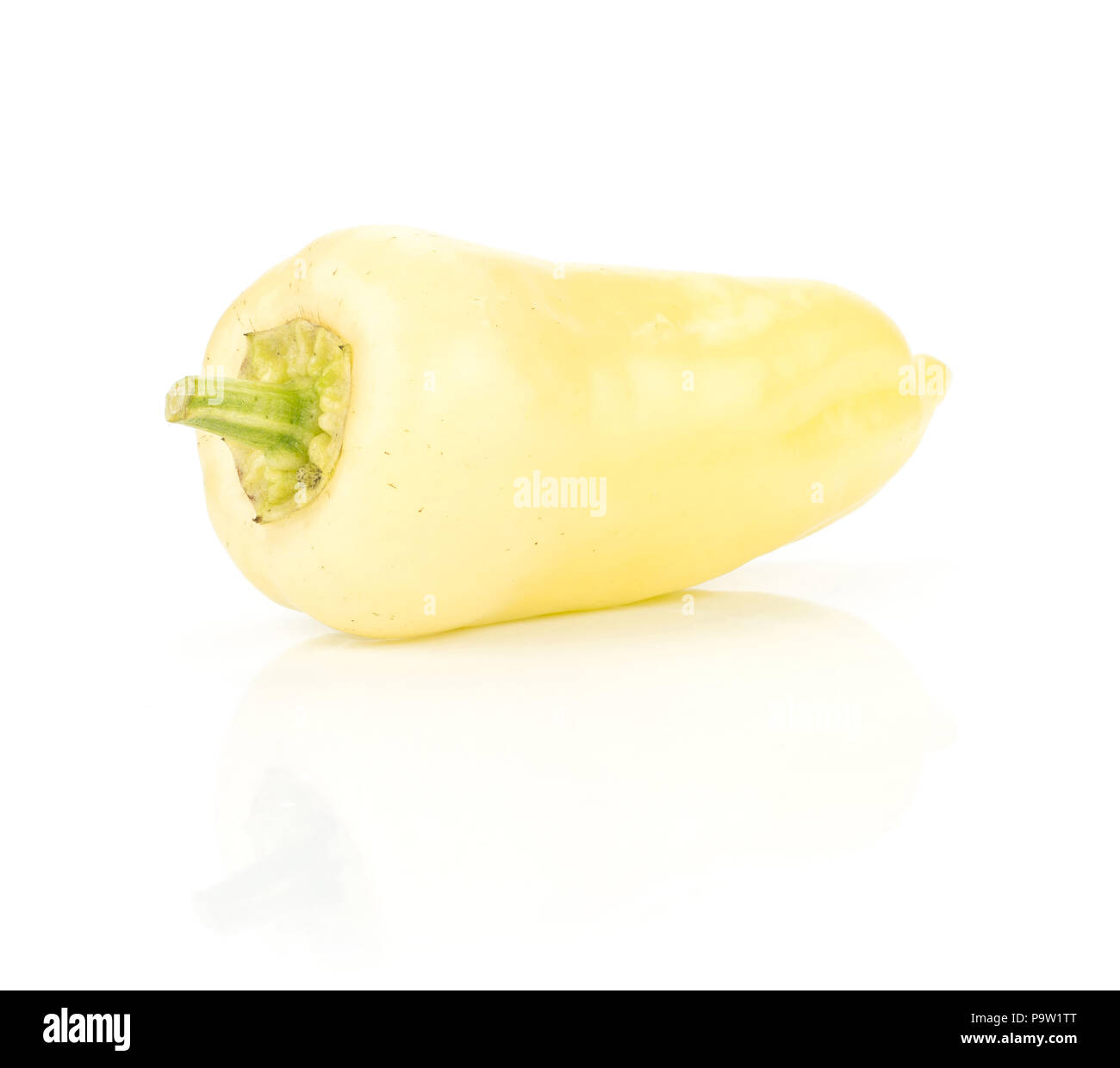 One white paprika (Hungarian sweet pepper) isolated on white background ...