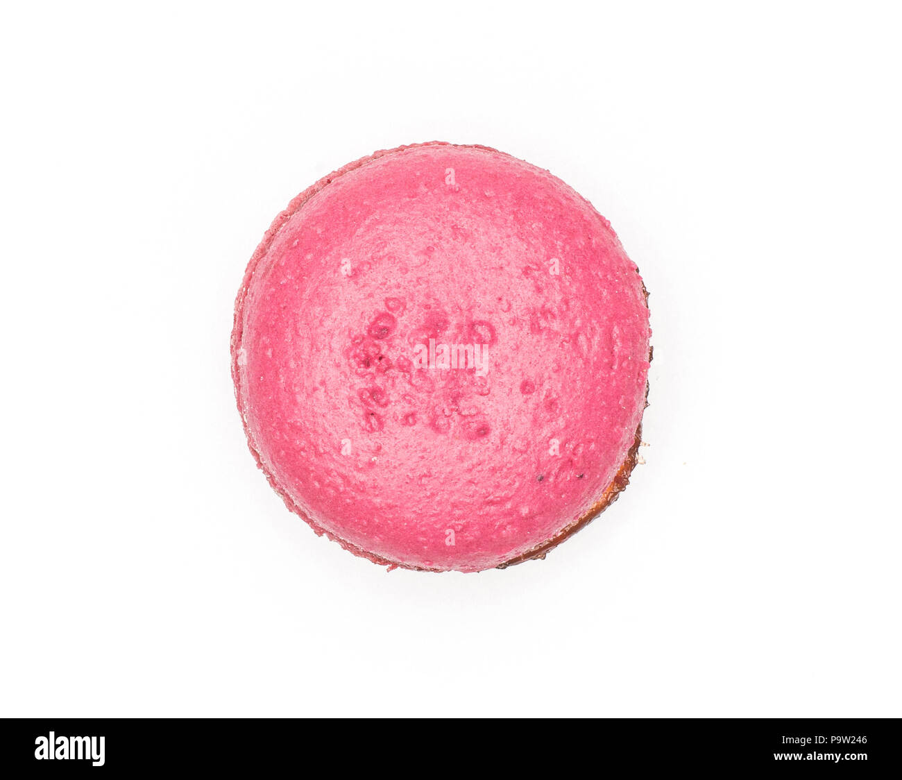 Pink French macaron top view isolated on white background one with ...