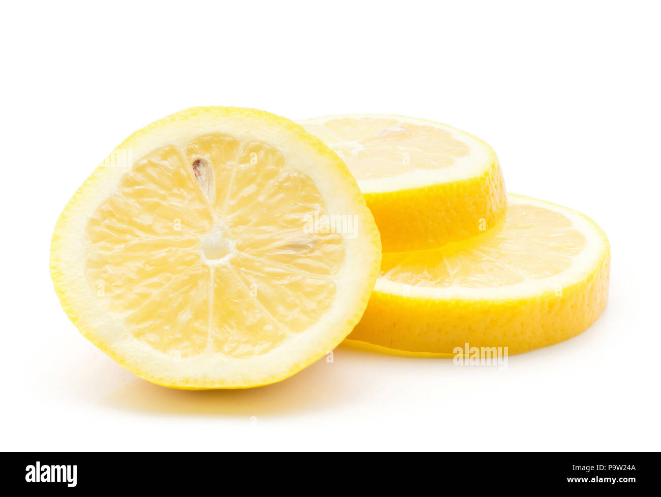 Lemon rings three slices isolated on white background Stock Photo - Alamy