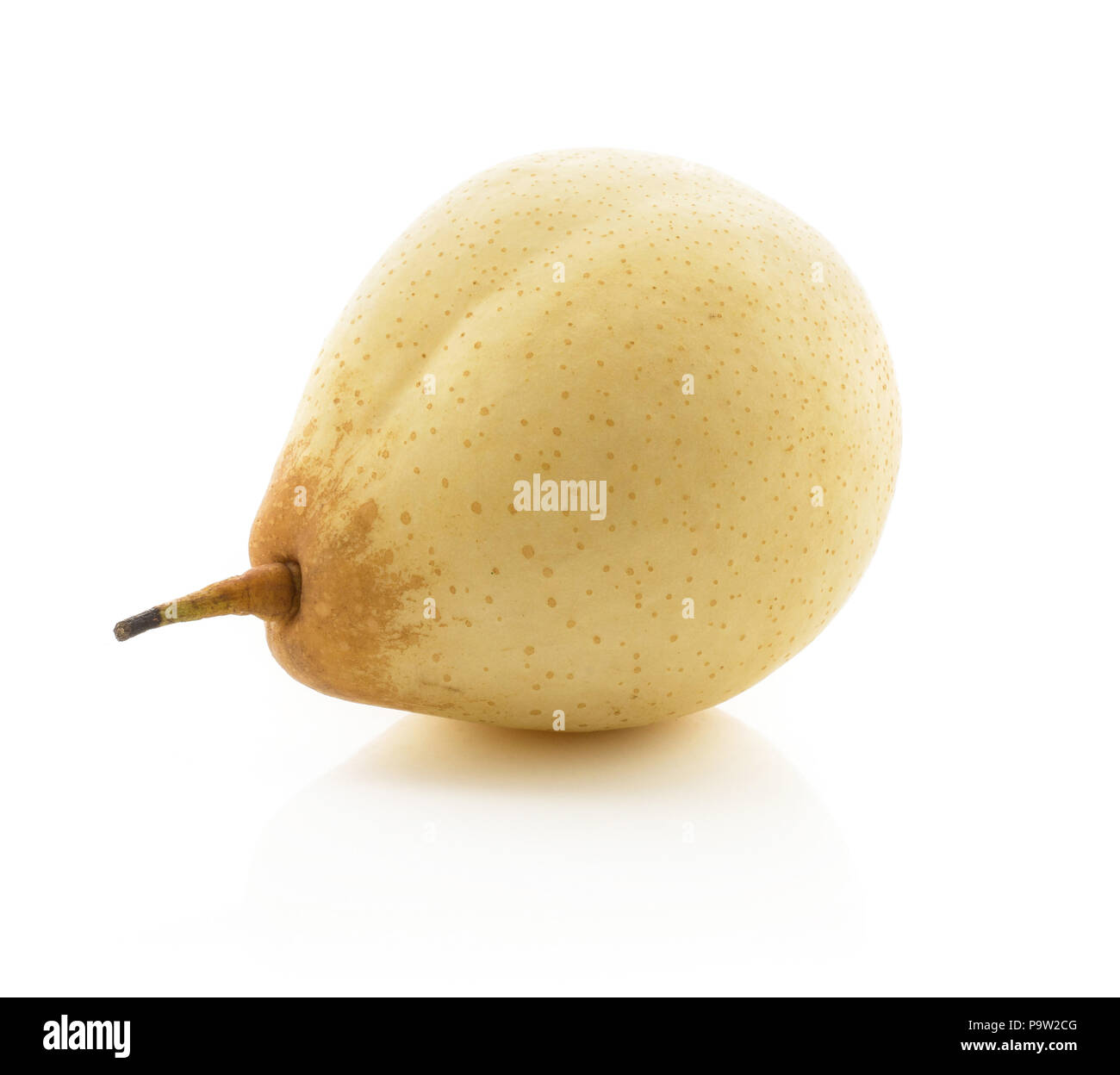 Nashi pear (Russet pear) isolated on white background one yellow Stock ...