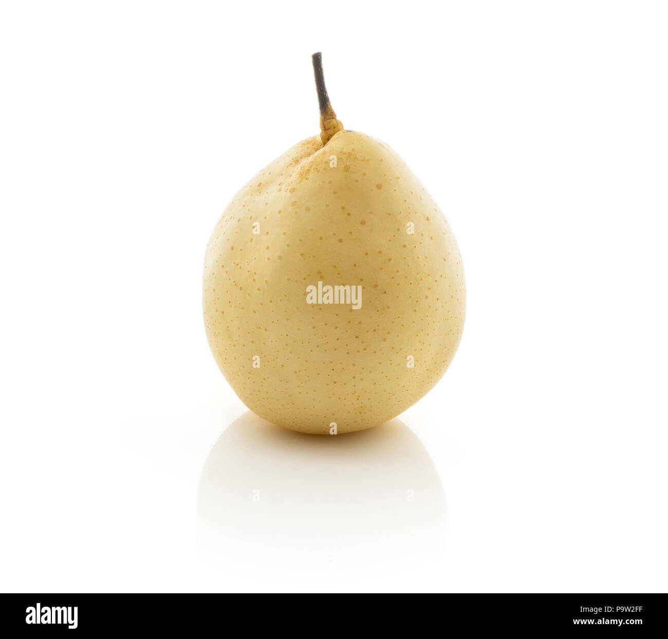 Nashi pear (Russet pear) isolated on white background one whole yellow ...