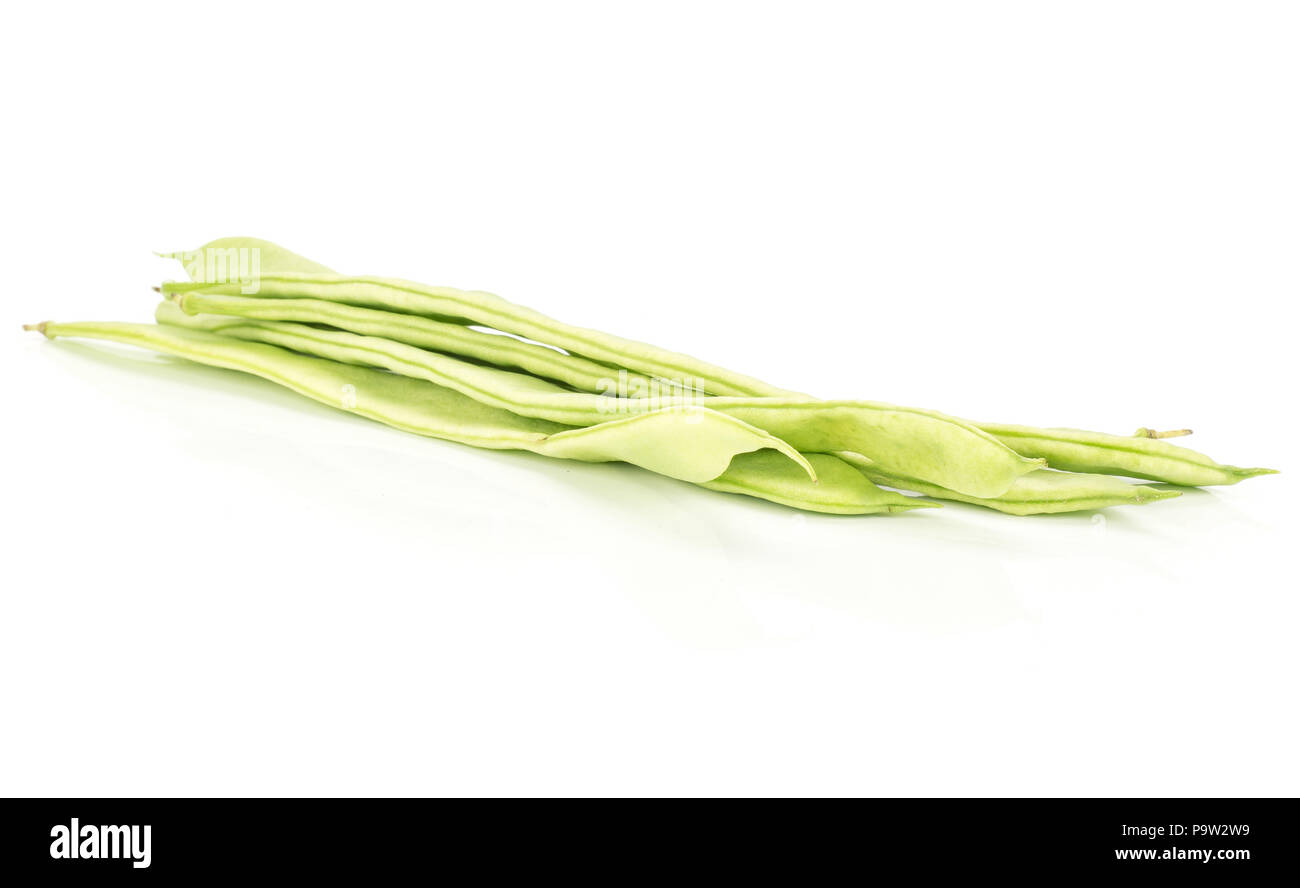 Flat green beans isolated on white background Stock Photo - Alamy