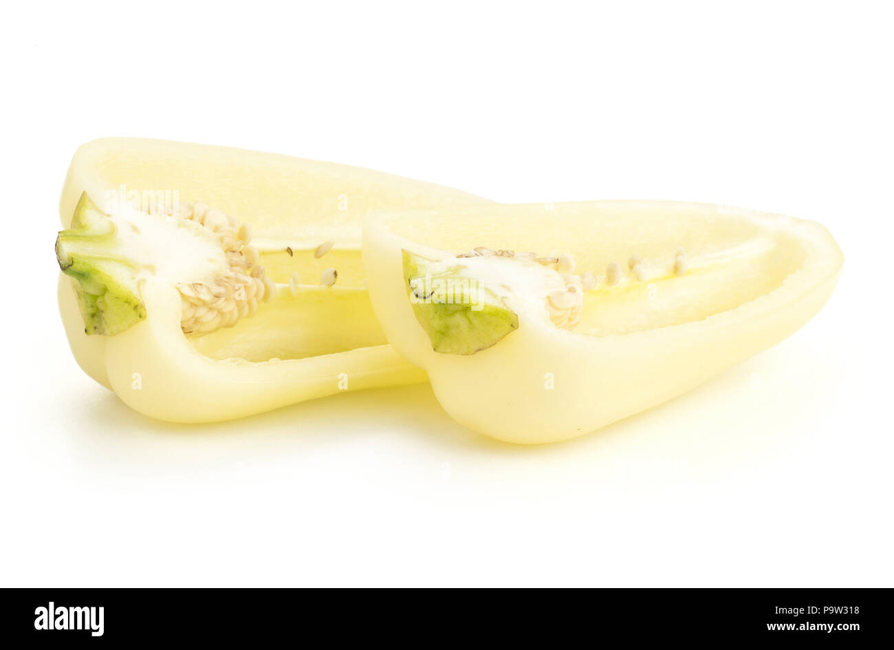 White paprika two halves (Hungarian sweet pepper) isolated on white ...