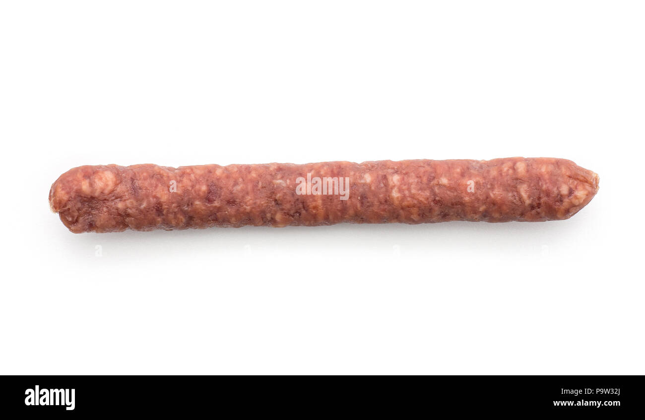 Hungarian dry sausage pepperoni top view isolated on white background ...