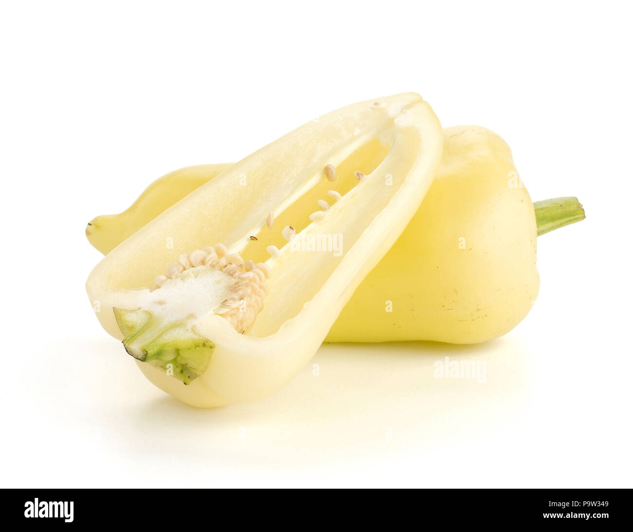 White paprika (Hungarian sweet peppers) one section half and one whole ...