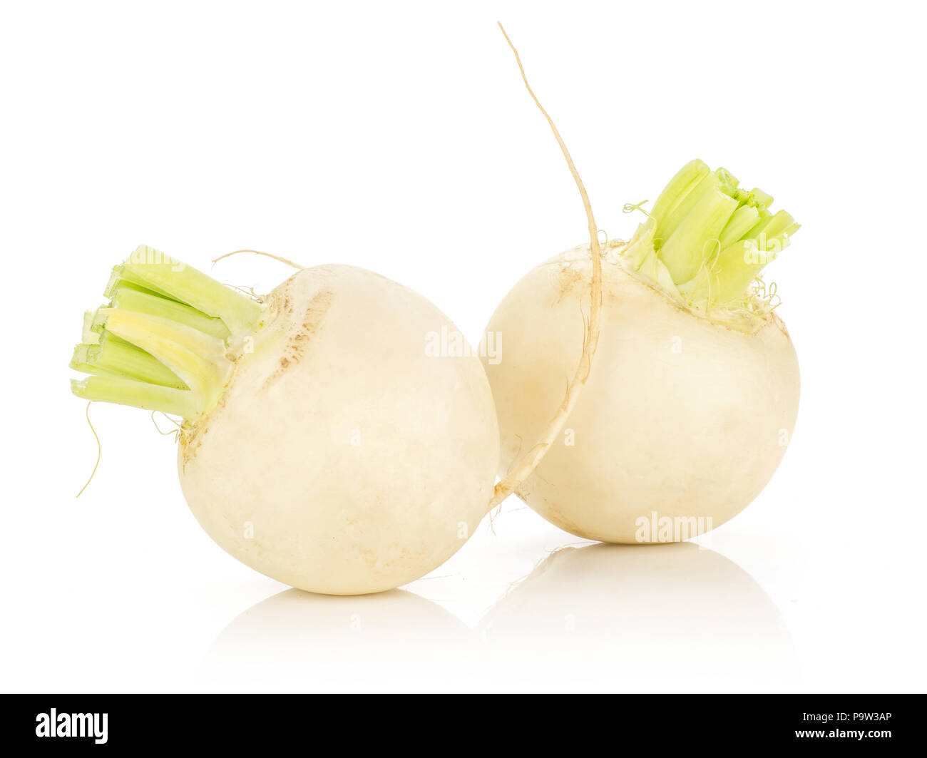 White radish bulbs isolated on white background two whole Stock Photo ...