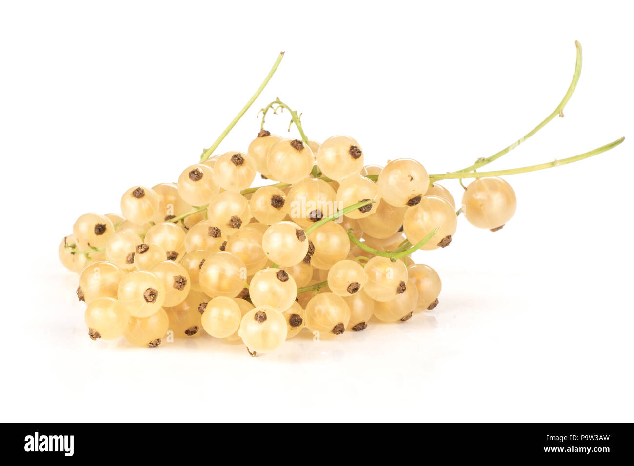 Lot of whole fresh white currant berry blanka variety stack isolated on ...
