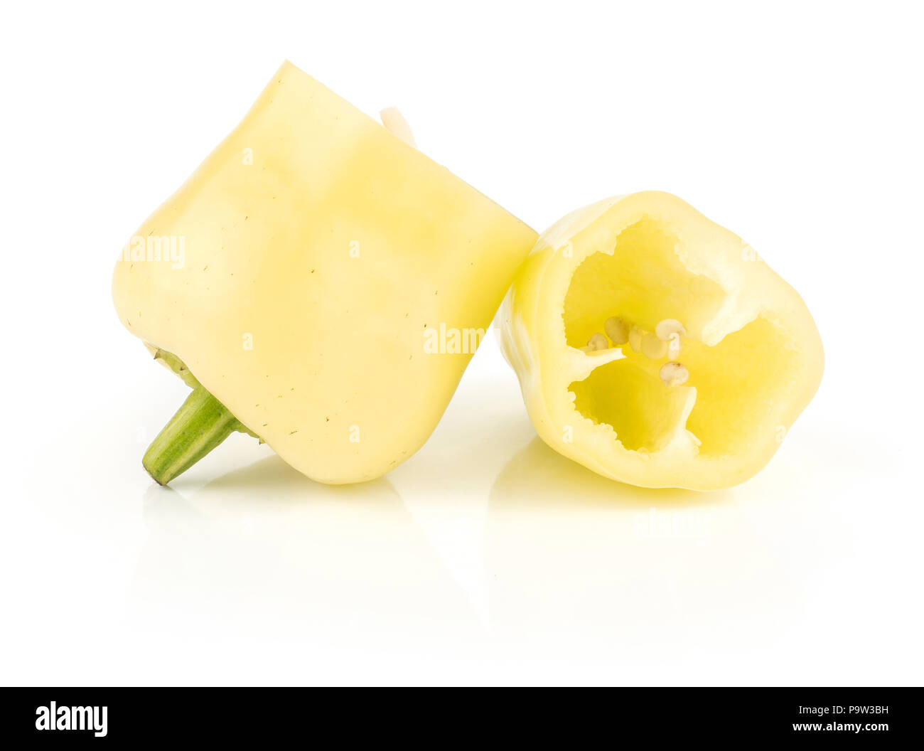 Sliced white paprika (Hungarian sweet pepper) isolated on white ...