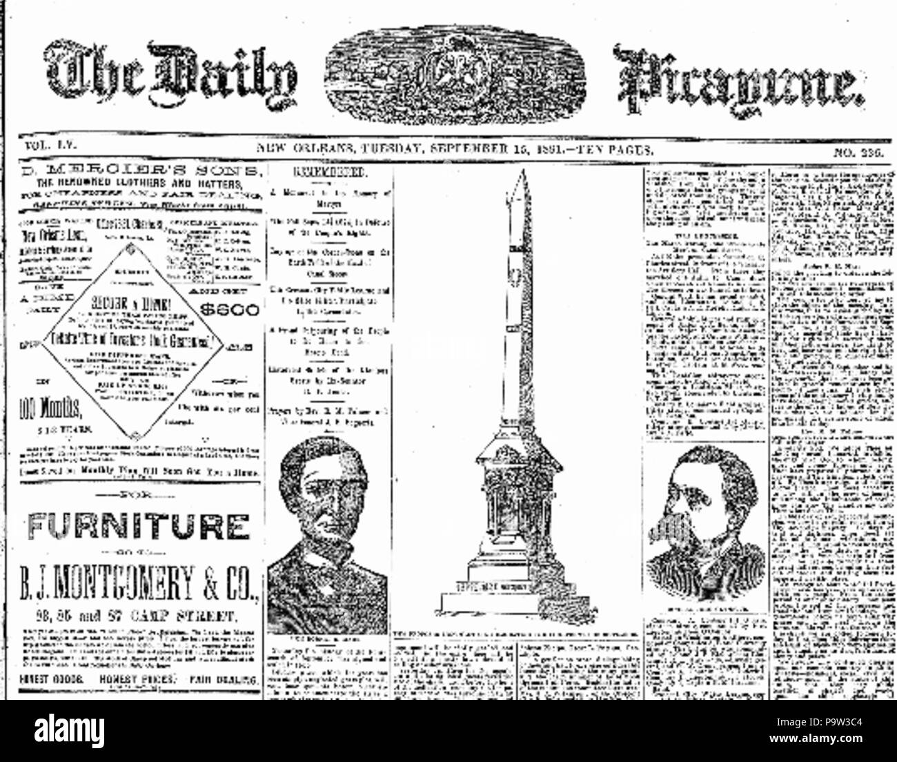 The battle of liberty place monument Black and White Stock Photos ...