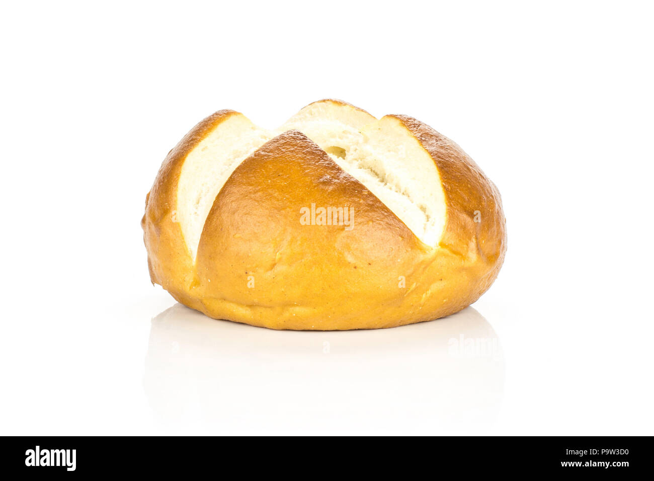 Bavarian bread bun isolated on white background one fresh baked loaf ...