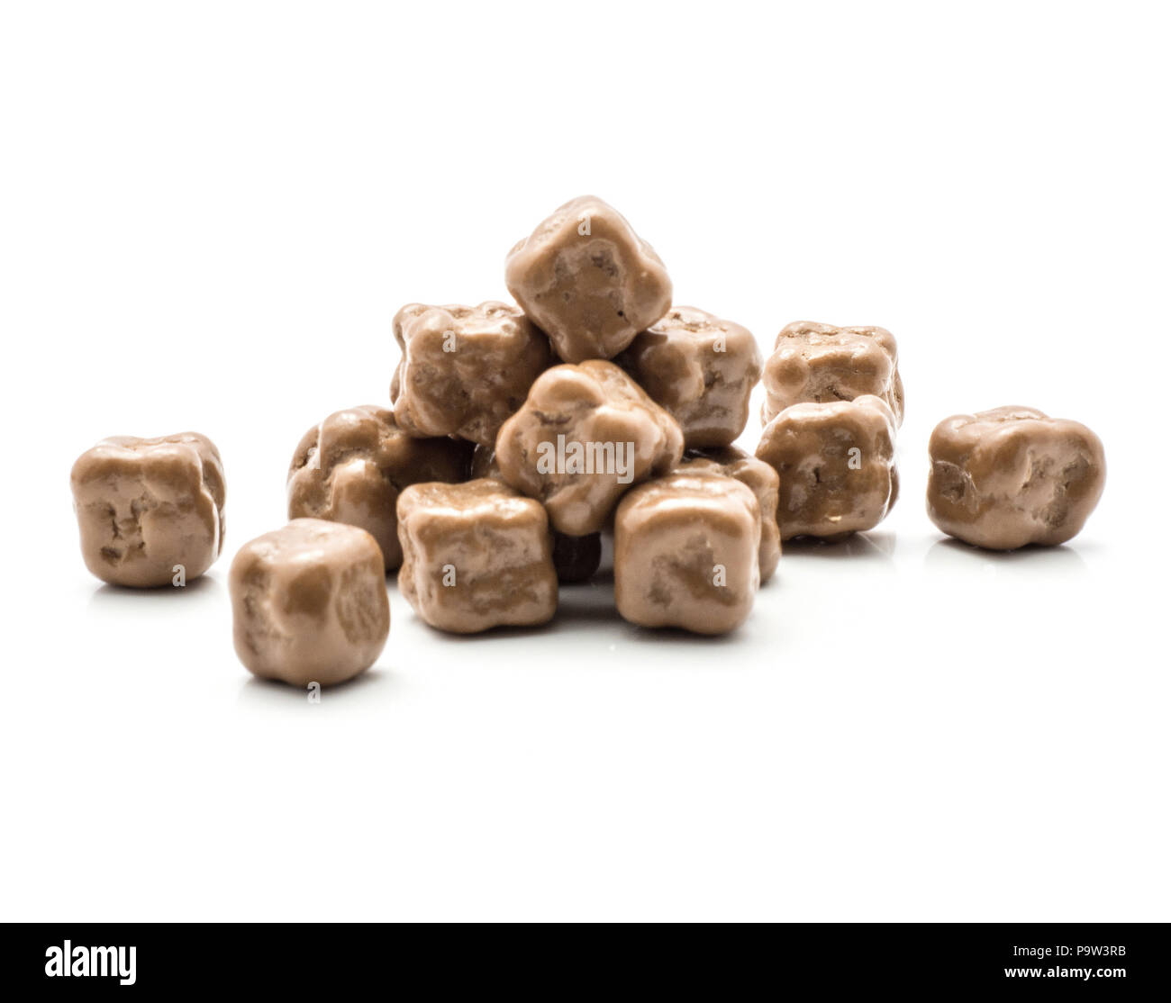 Milk chocolate coconut cubes isolated on white background Stock Photo ...