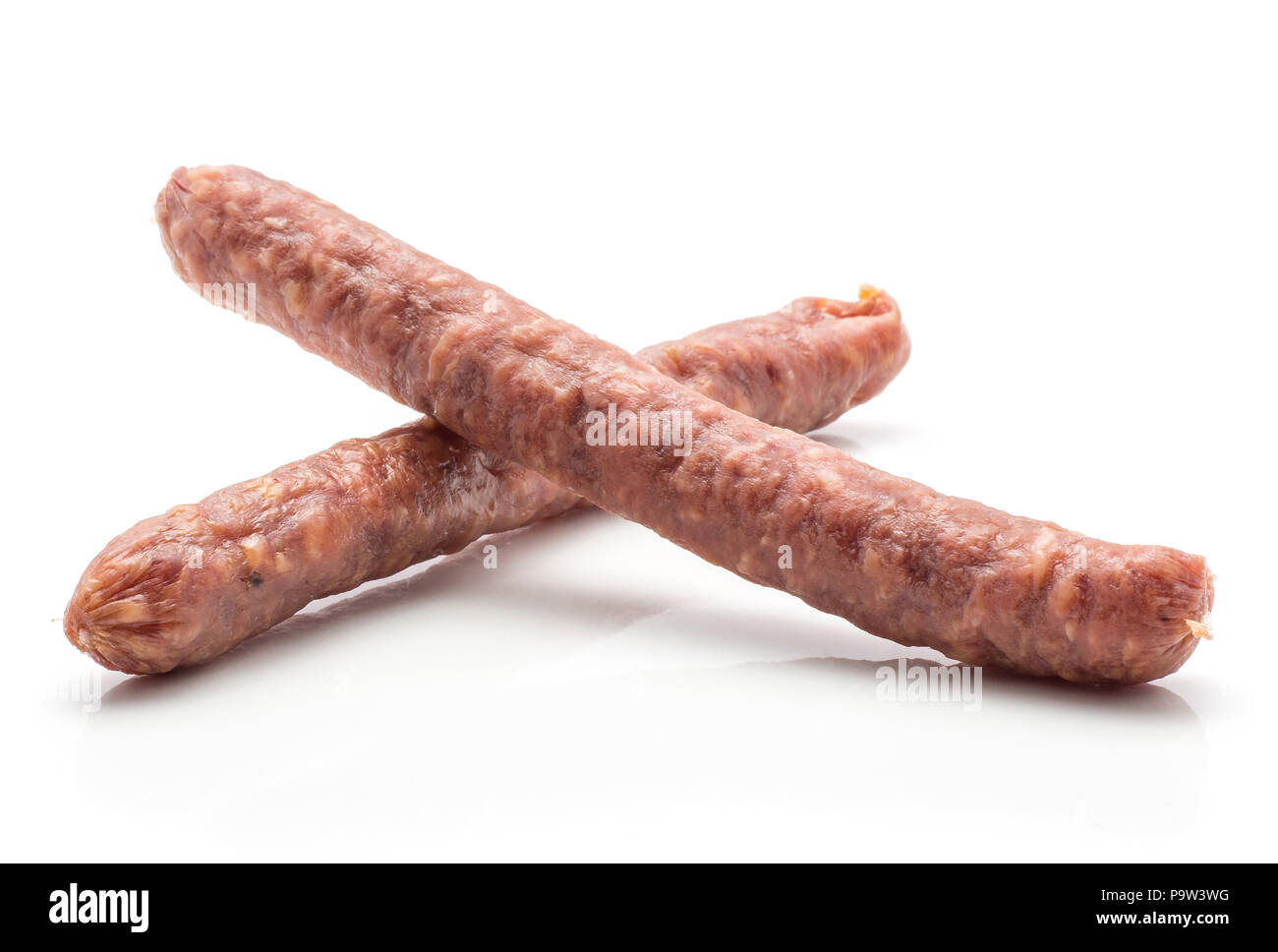 Hungarian dry sausages pepperoni isolated on white background two ...