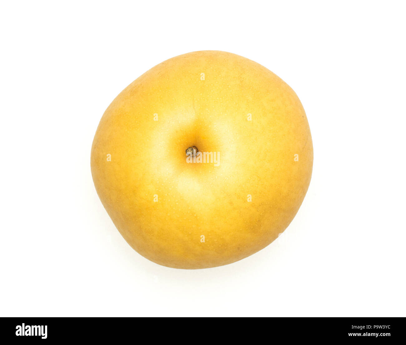 Chinese golden pear top view Nashi variety isolated on white background ...