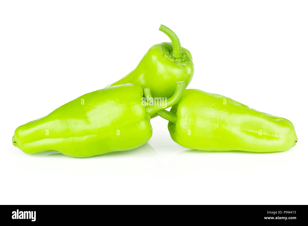 Group of three whole light green bell pepper isolated on white Stock ...