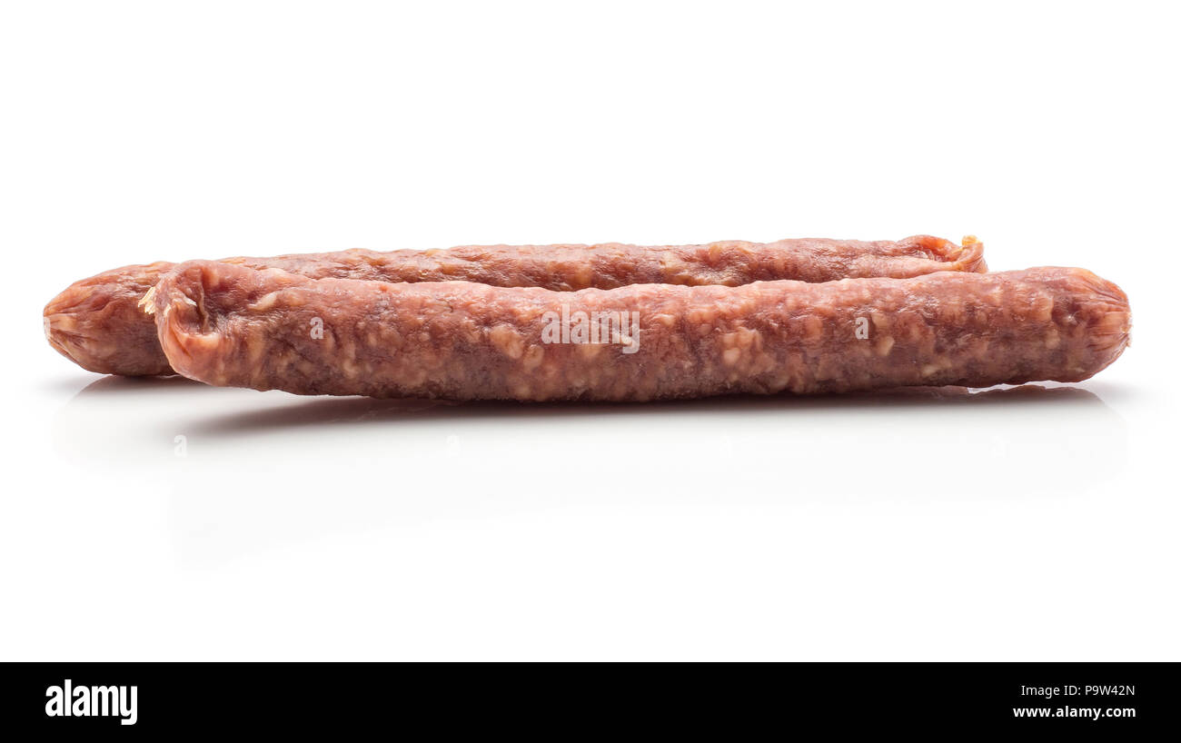 Two Hungarian dry sausages pepperoni isolated on white background ...