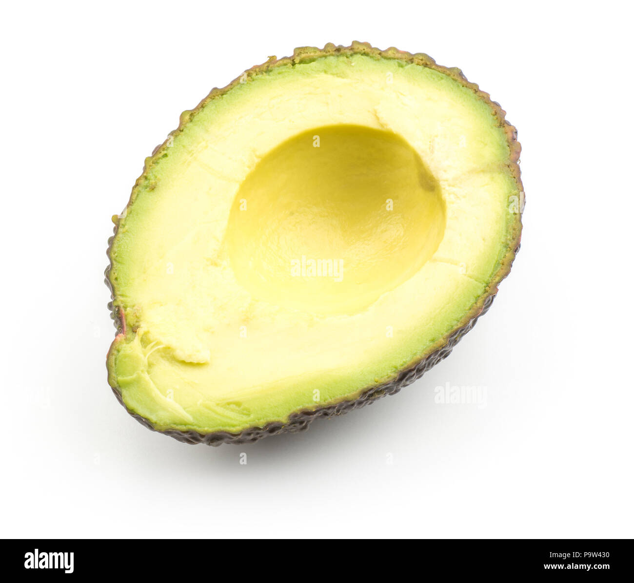 Avocado one half isolated on white background ripe green brown ...