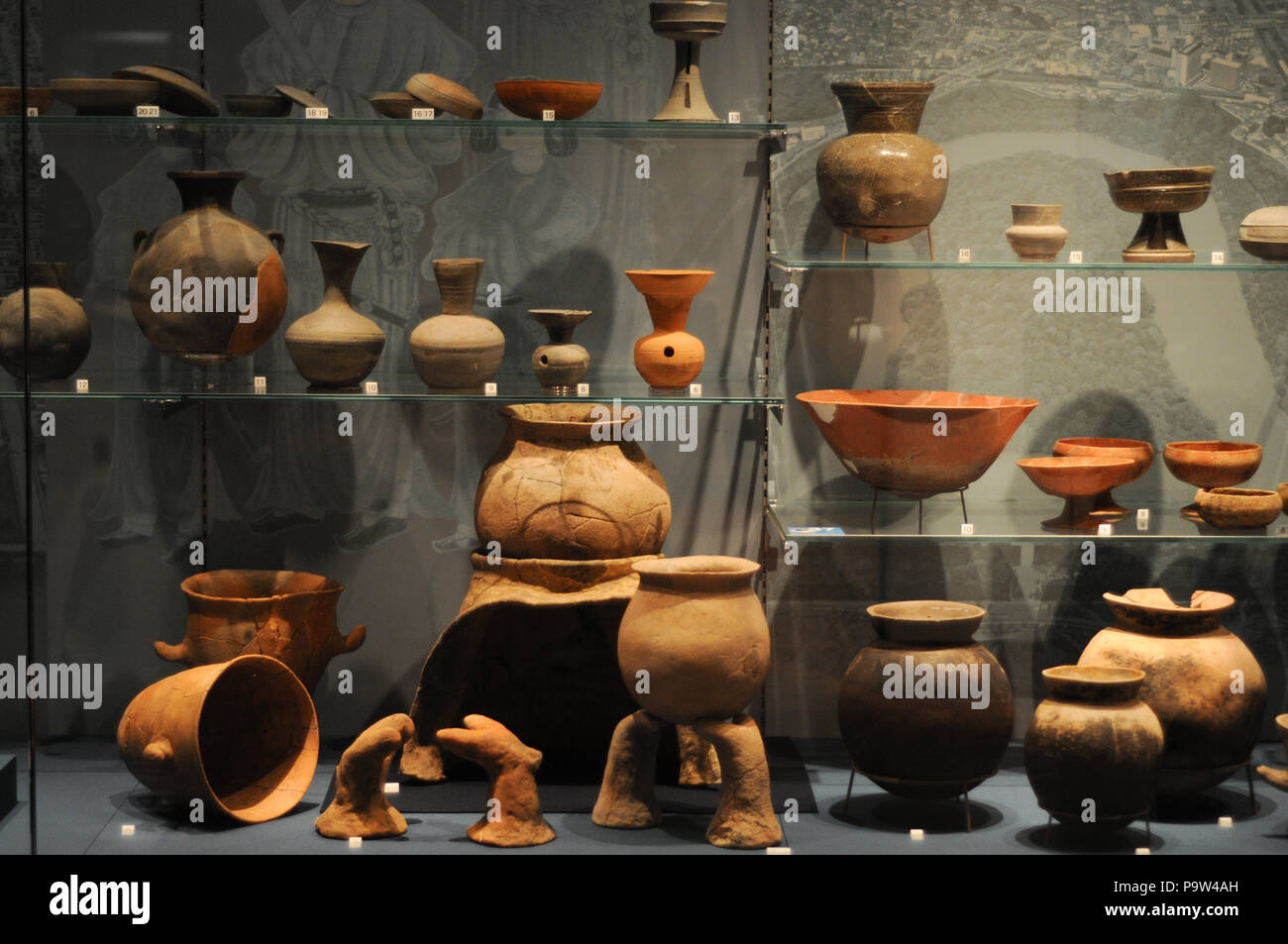 Japanese Ancient pot on display in Japan. These stone made pots are ...
