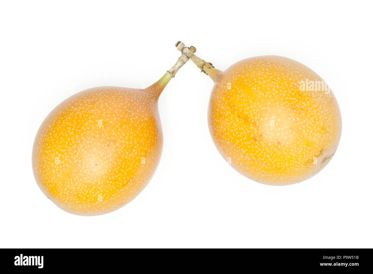 Two giant grenadilla top view isolated on white background sweet fresh ...