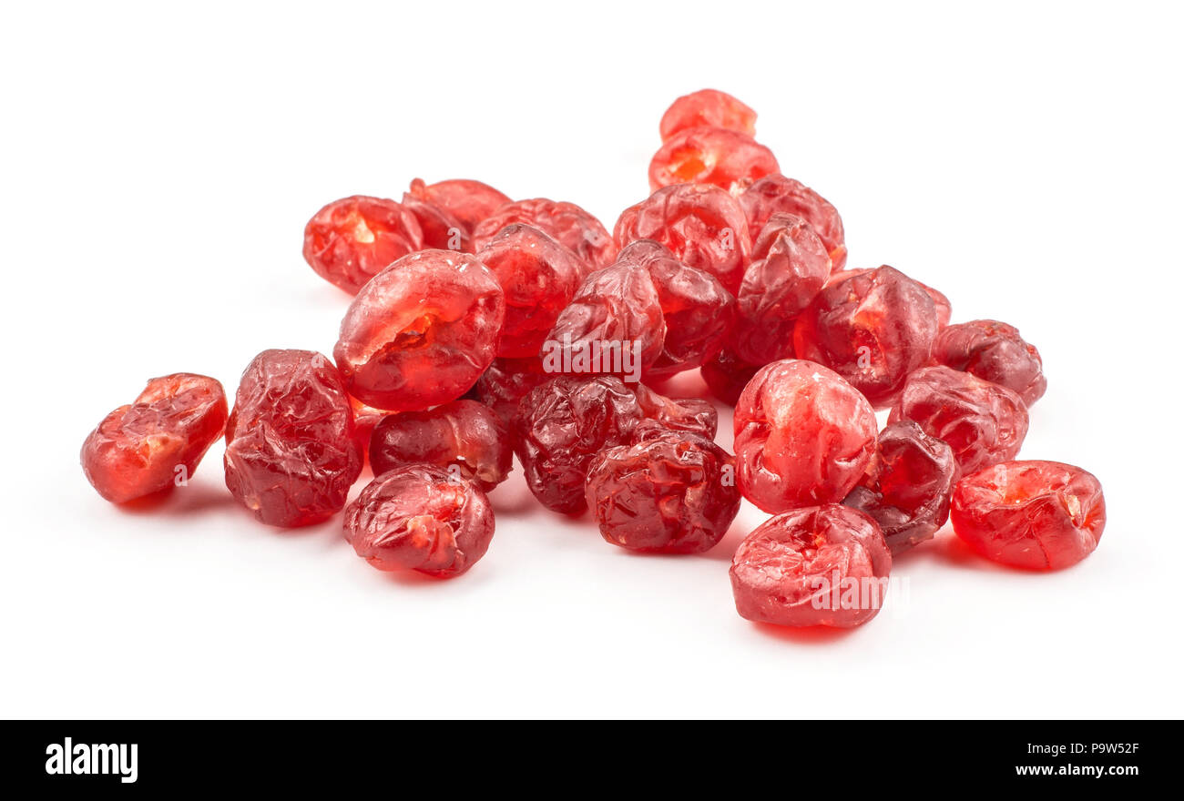 Red dry cherries stack isolated on white background Stock Photo - Alamy