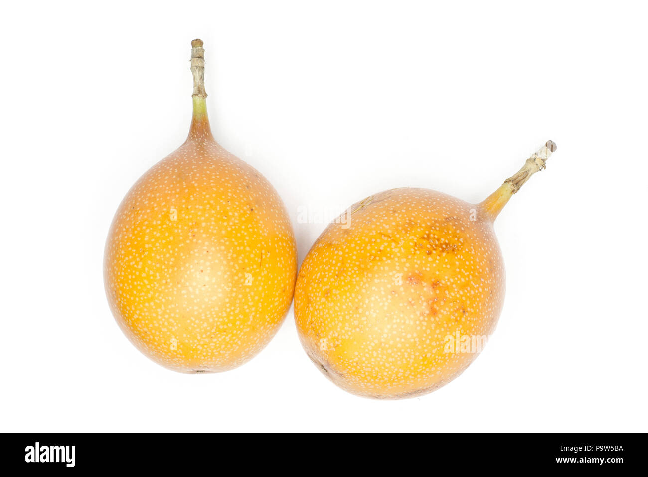 Giant grenadilla top view isolated on white background two sweet fresh ...