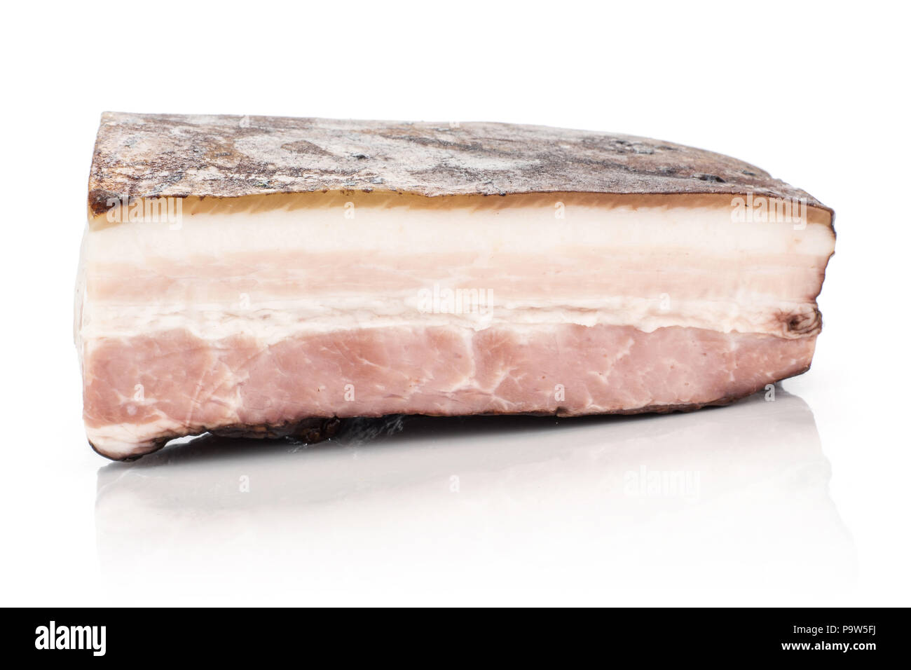 One piece of english bacon side look isolated on white Stock Photo - Alamy