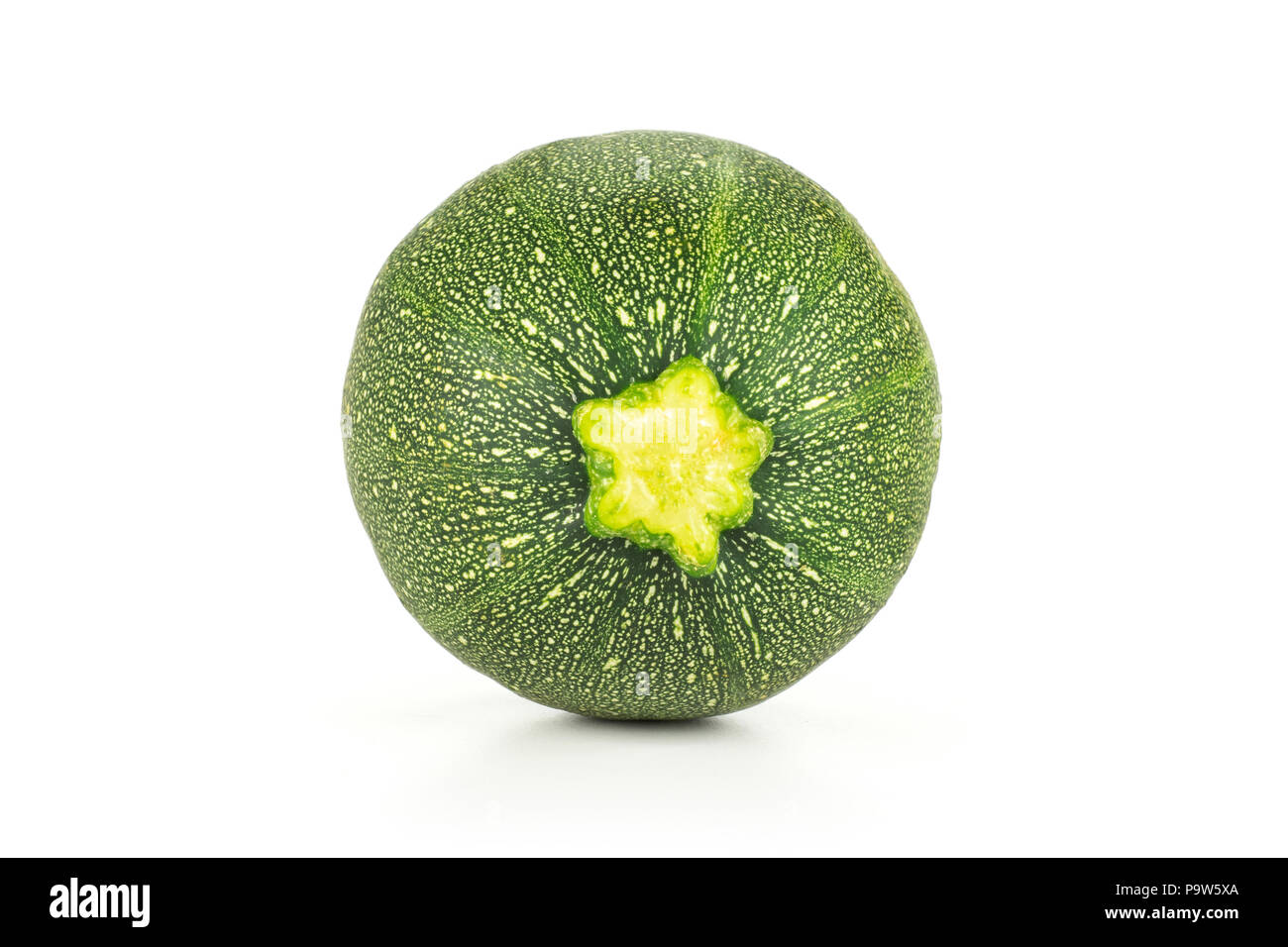 Round zucchini isolated on white background one fresh summer squash ...