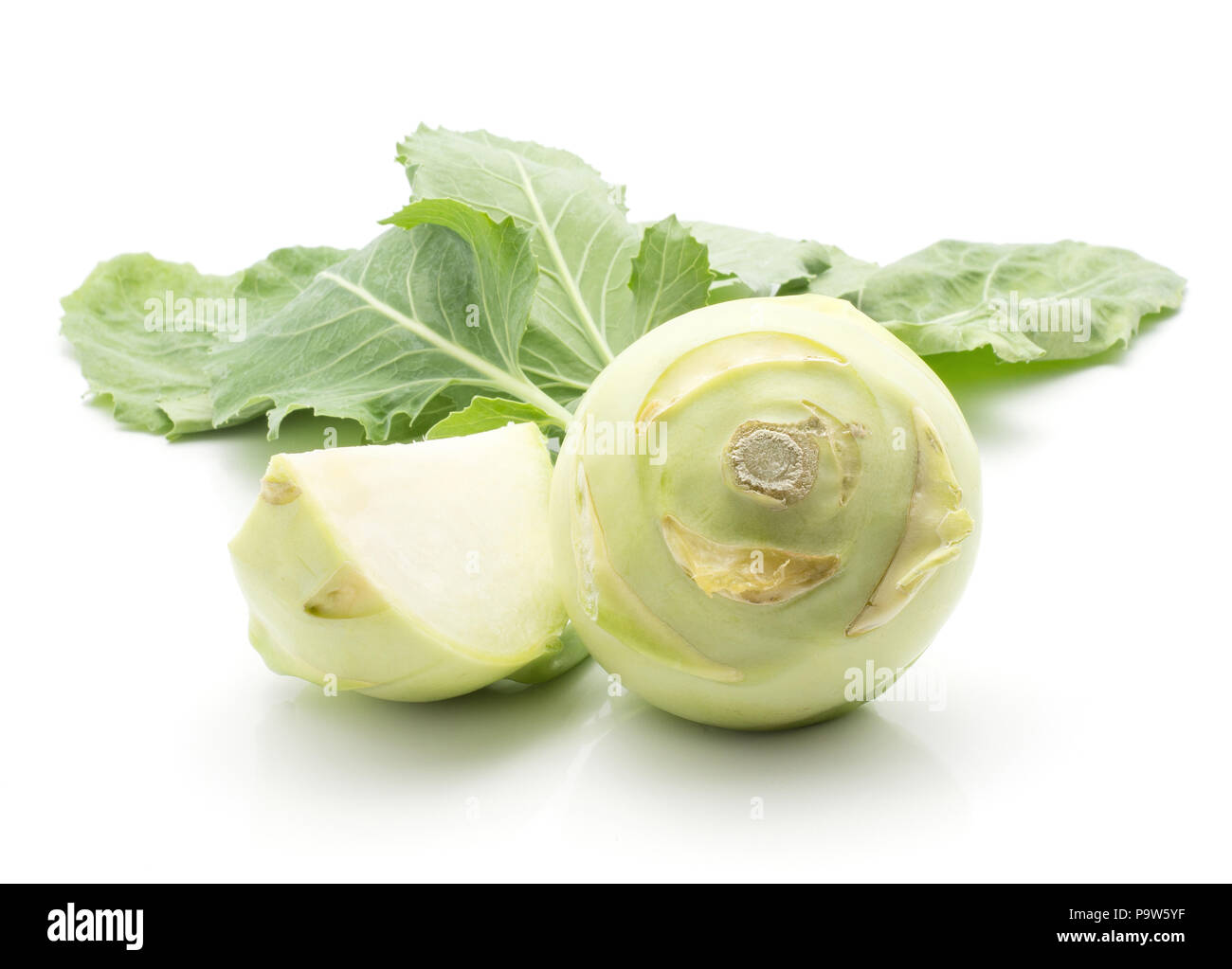 Kohlrabi (German turnip or turnip cabbage) one bulb and one sliced ...