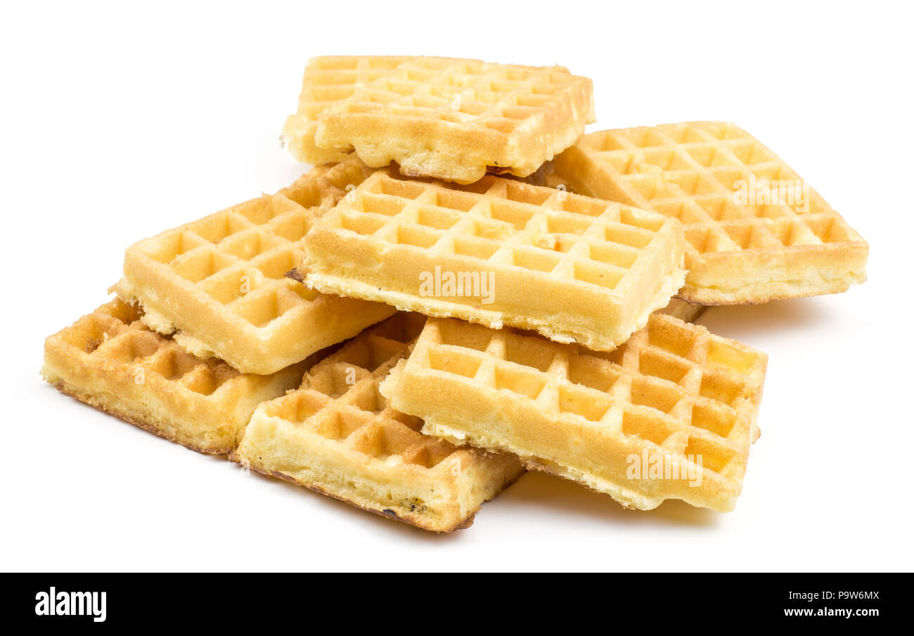 Traditional waffle (Belgian) stack isolated on white background sweet ...