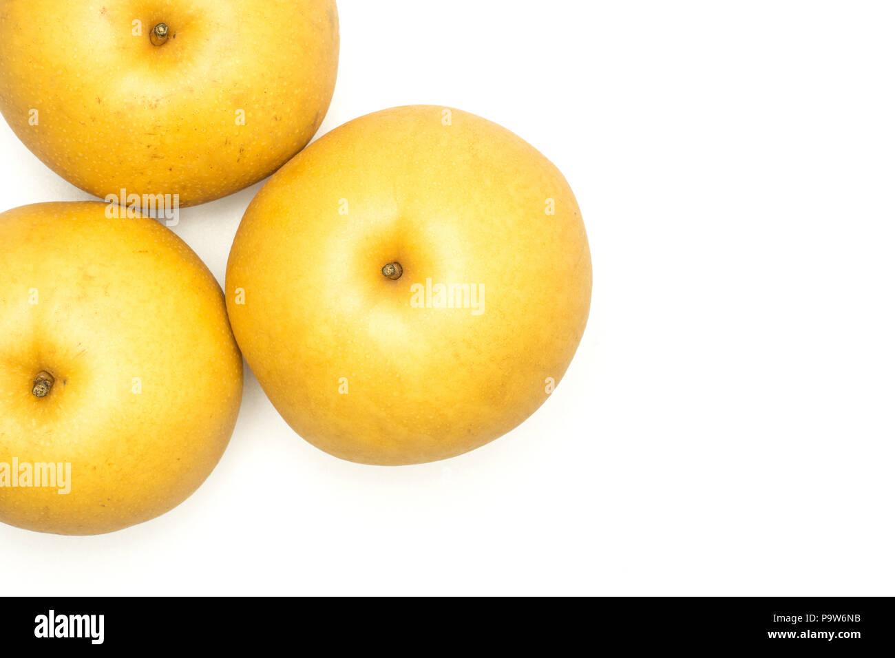 Chinese golden pears Nashi variety top view isolated on white ...