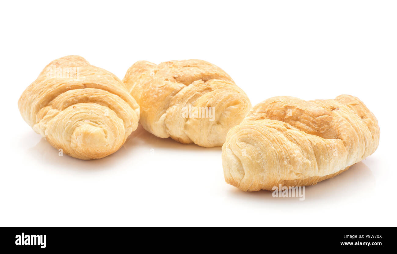 Three baked croissants or cornetto isolated on white background Stock ...