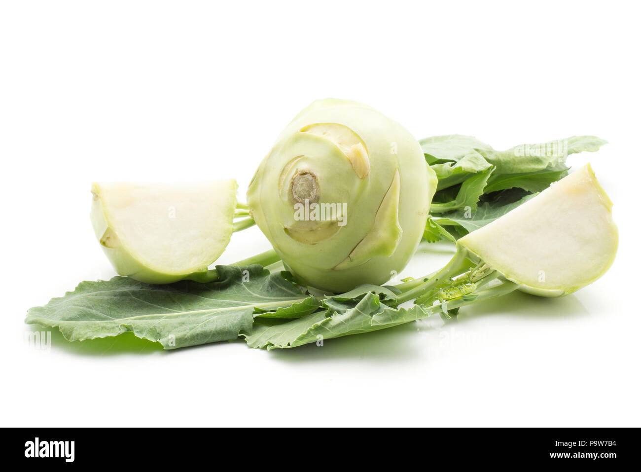 Kohlrabi (German turnip or turnip cabbage) one bulb and two sliced ...