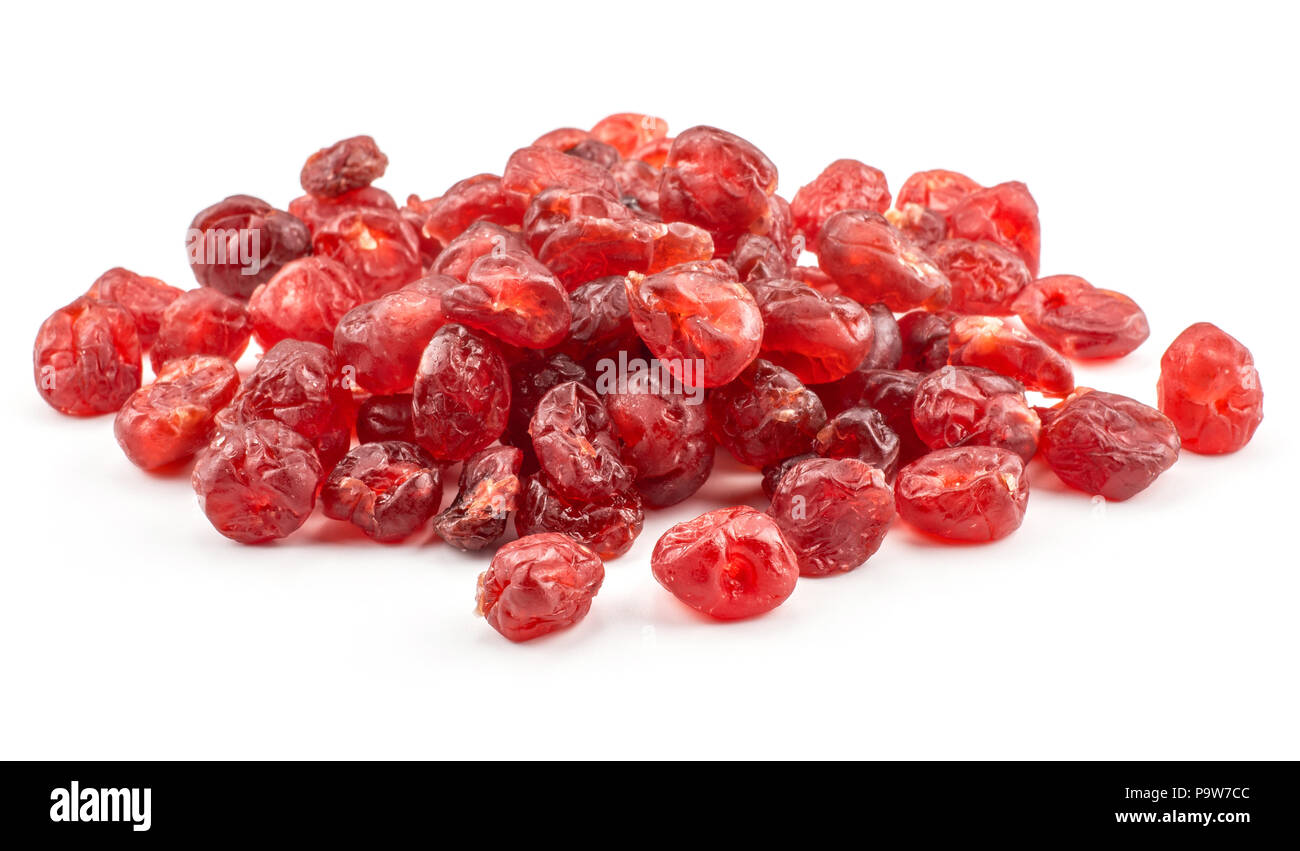 Red dry cherries isolated on white background Stock Photo - Alamy
