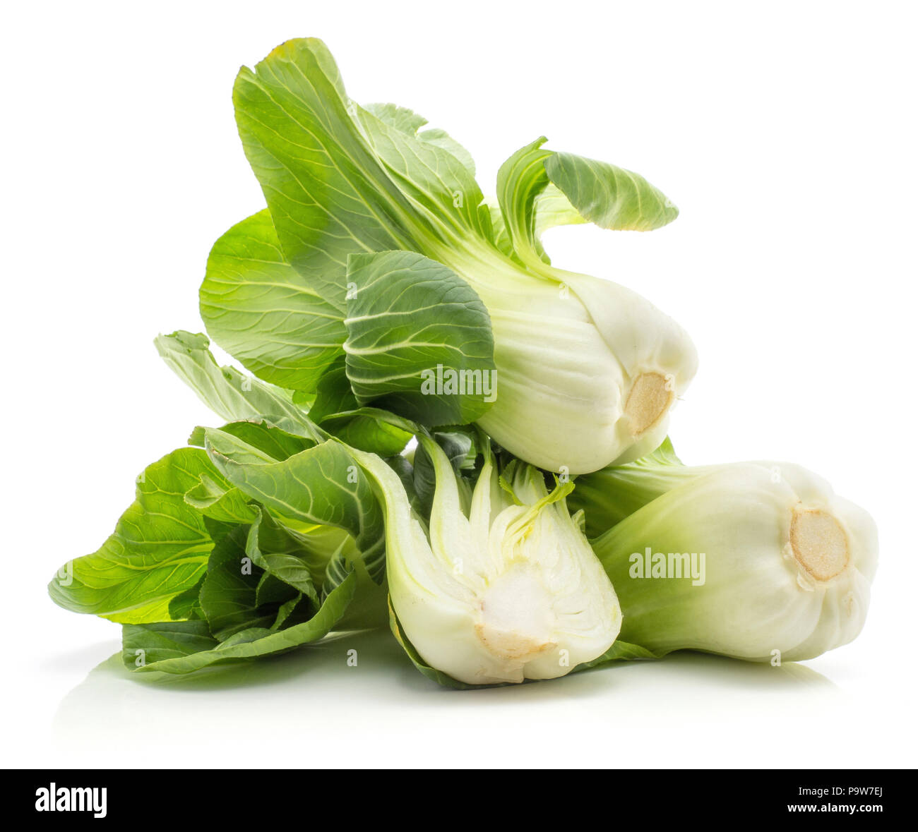 Bok choy (Pak choi) heap isolated on white background two cabbages and ...