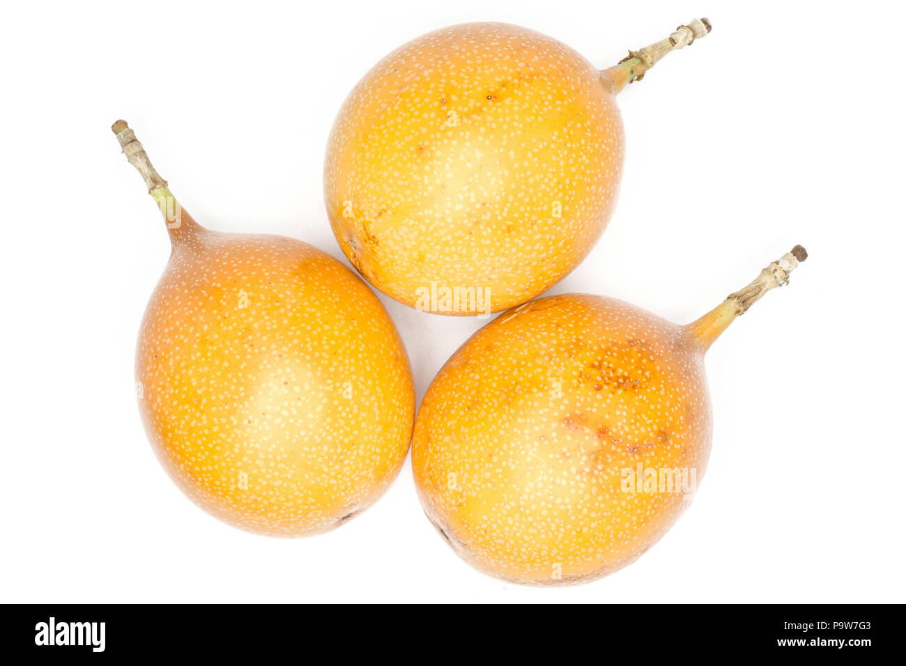 Giant grenadilla top view isolated on white background three sweet ...