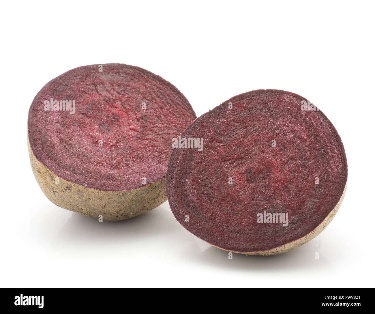 Beetroot (raw red beet) isolated on white background one bulb cut in ...