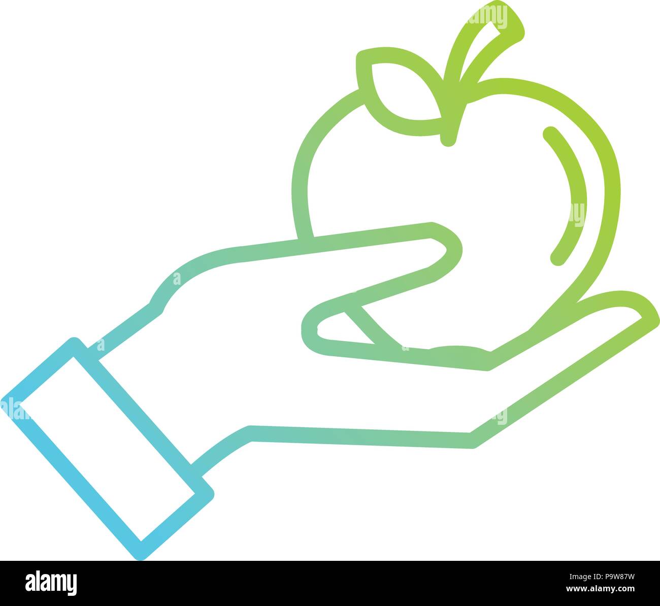 hand lifting apple fresh vector illustration design Stock Vector Image ...