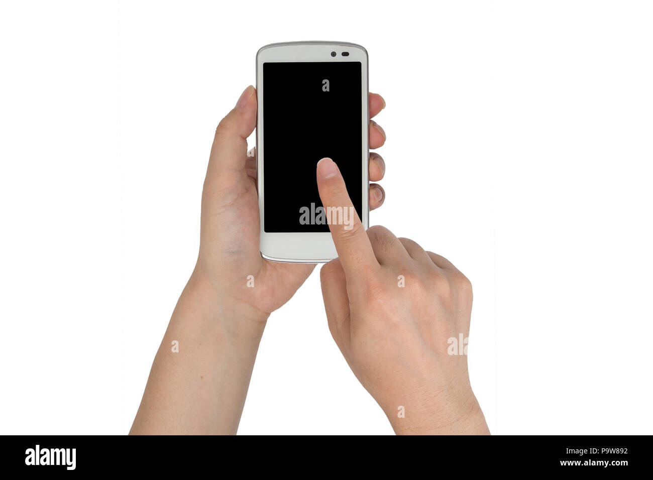 close up hand hold smartphone isolated Stock Photo - Alamy