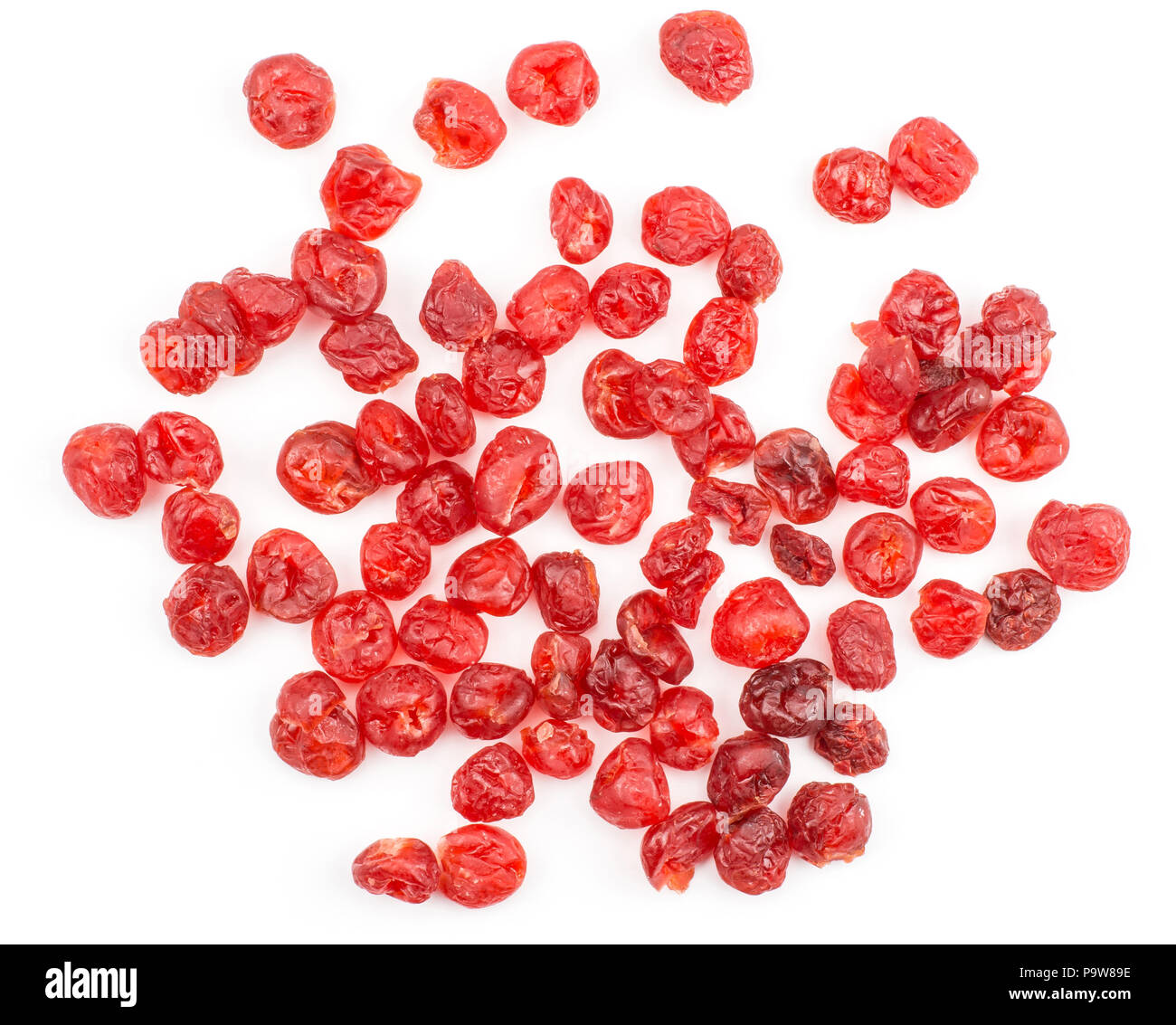 Red dry cherries set top view isolated on white background Stock Photo ...