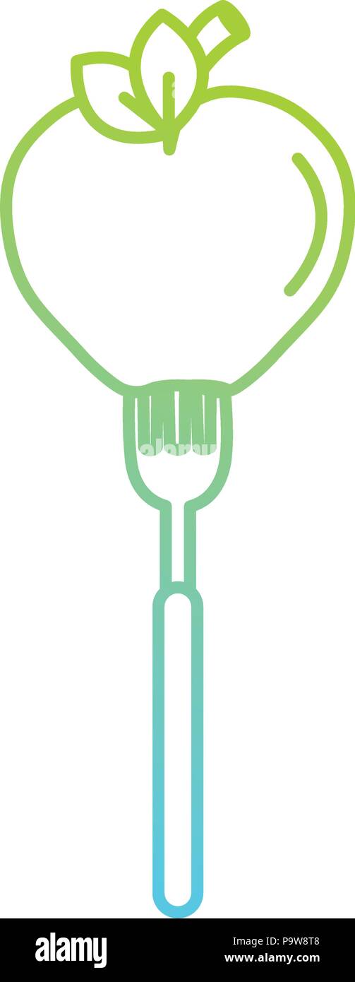 fresh apple in fork vector illustration design Stock Vector Image & Art ...