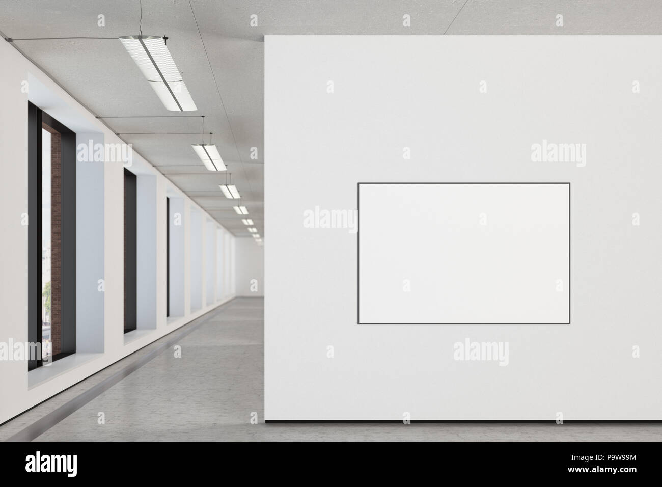 Blank horizontal poster in the gallery with clipping path around poster ...