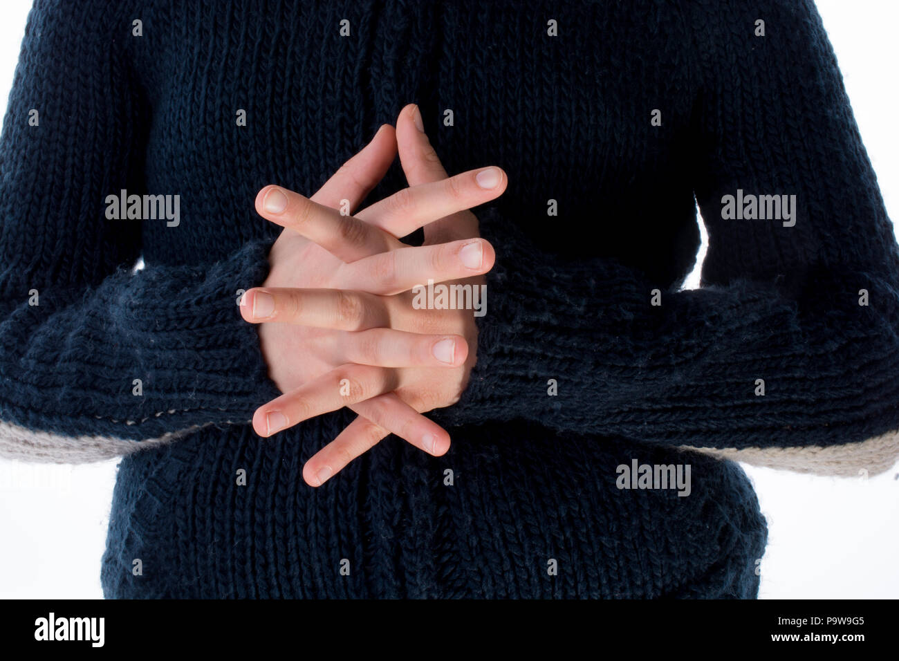Hand making a gesture on a white background Stock Photo - Alamy