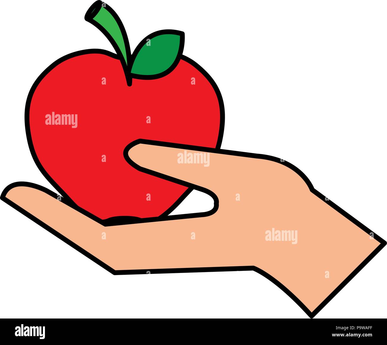 hand lifting apple fresh Stock Vector Image & Art - Alamy