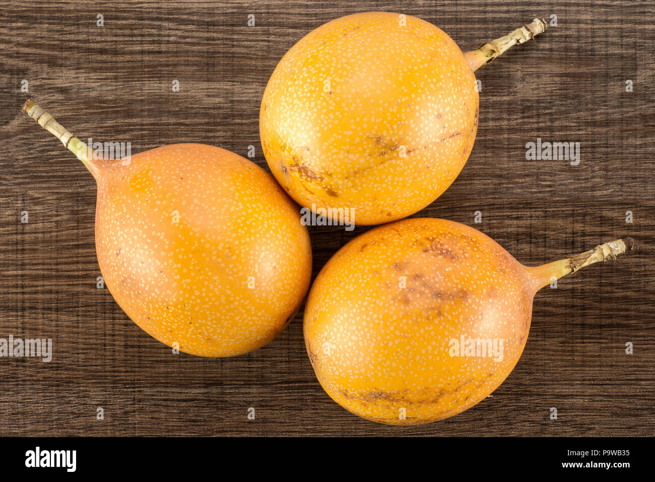 Giant grenadilla table top isolated on brown wood background three ...