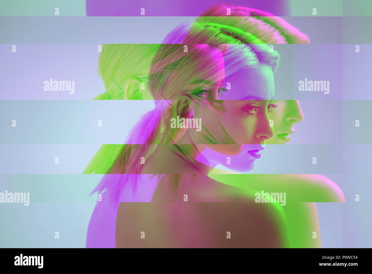 Bath time. Calm young person sitting without clothes and taking a bath ...