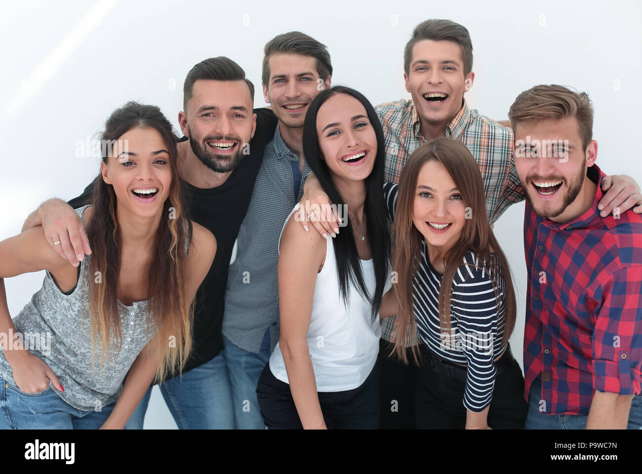 close up. cheerful group of young people Stock Photo - Alamy