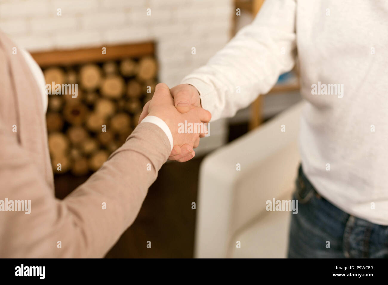 Nice to meet you. Close up of a friendly handshake between a therapist ...