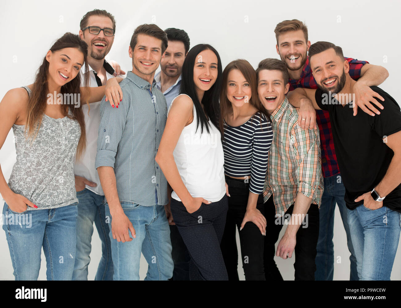 group of creative company employees standing together Stock Photo - Alamy