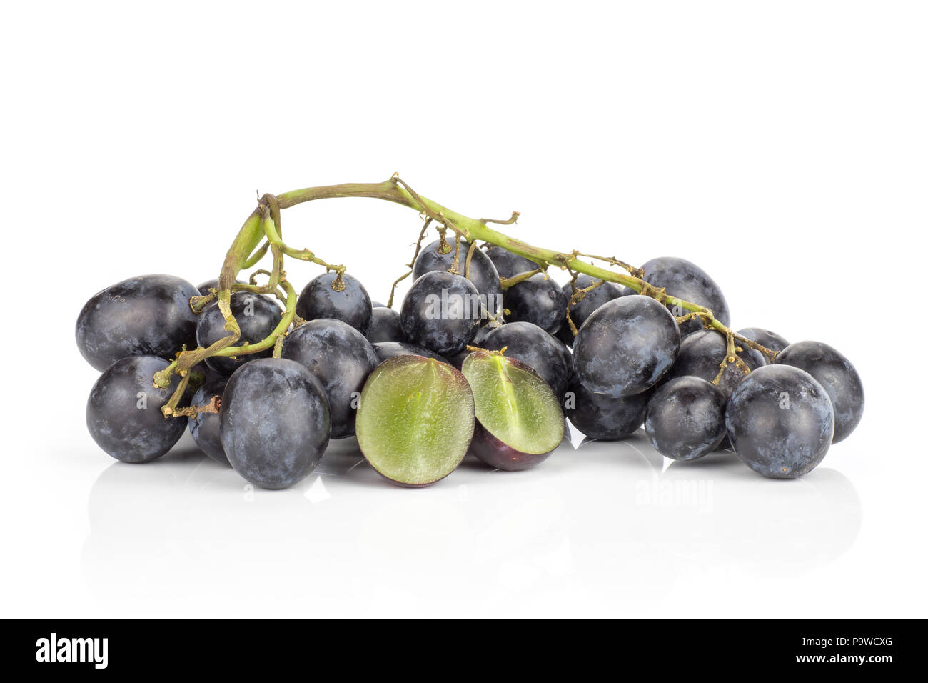 Black grape cluster (autumn royal variety) isolated on white background ...