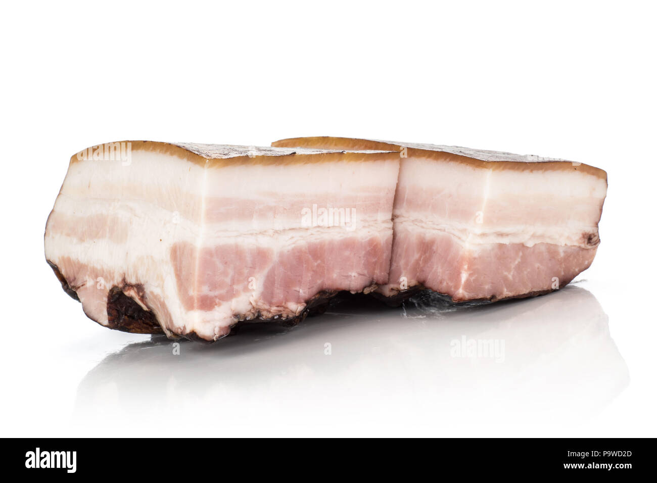 Group of two pieces of english bacon isolated on white Stock Photo - Alamy